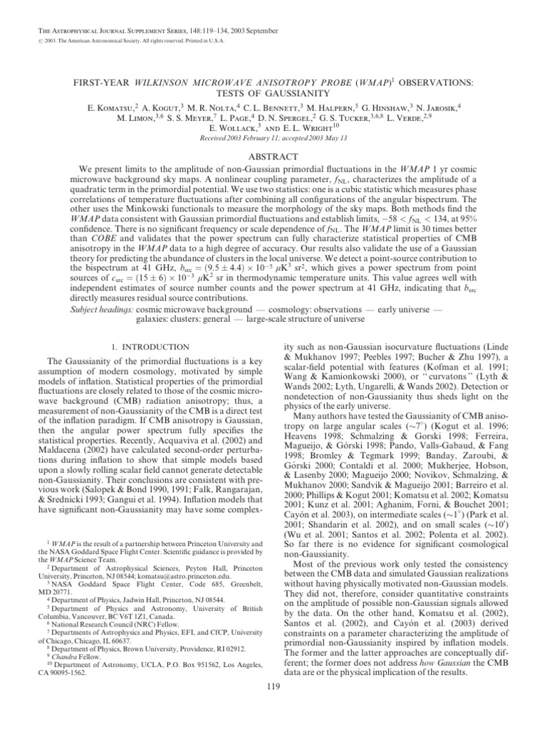 Komatsu 2003 ApJS 148 119 | PDF