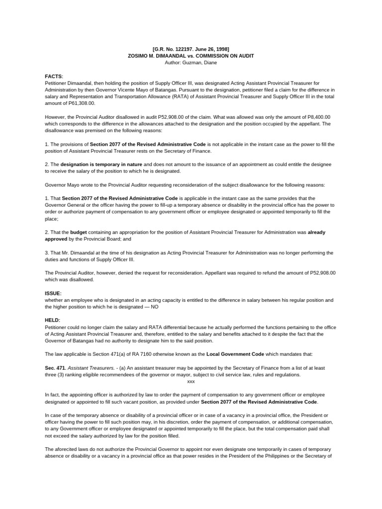1 Dimaandal V COA | PDF