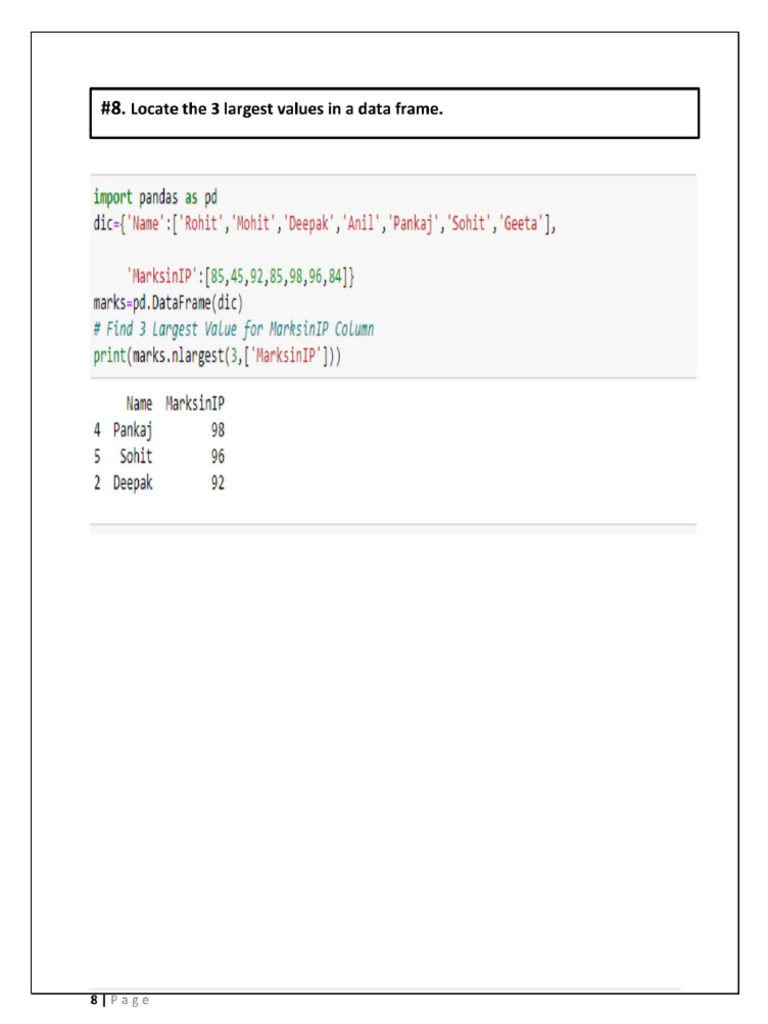 Class 12 Practical File Informatics Practices (1) - 8 | PDF