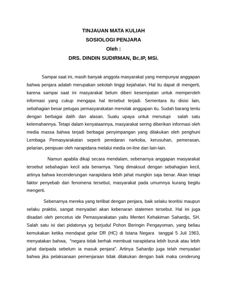 Tinjauan Mata Kuliah Sospen | PDF