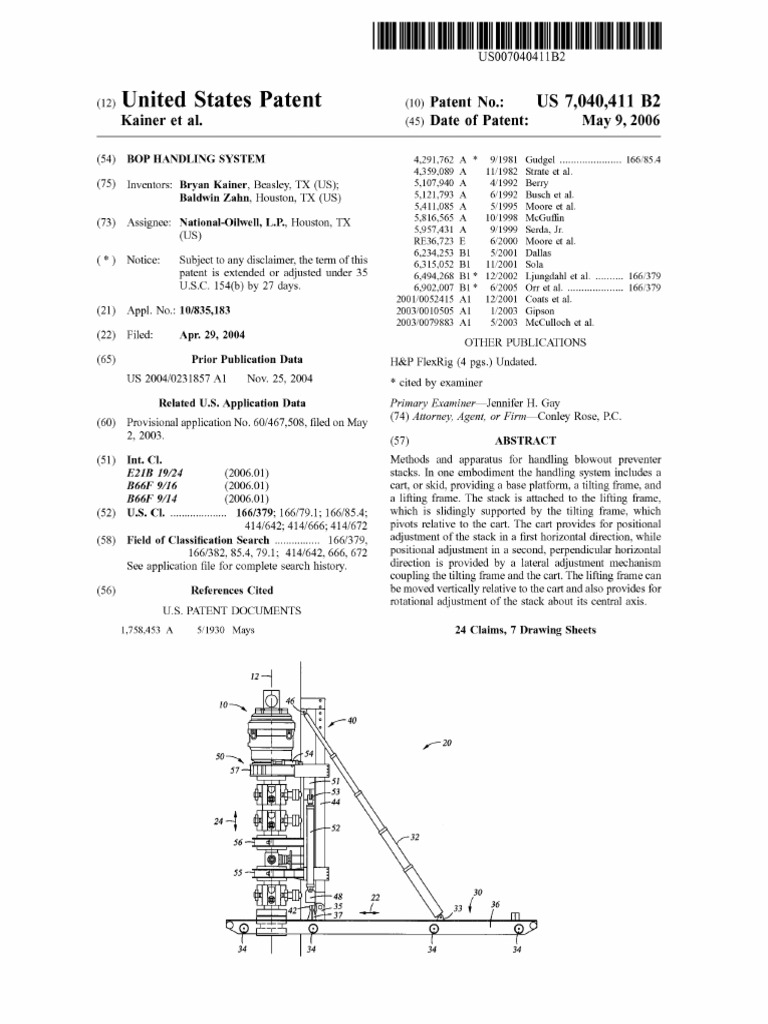 US10 - 835,183 BOP Handling System NOV | PDF