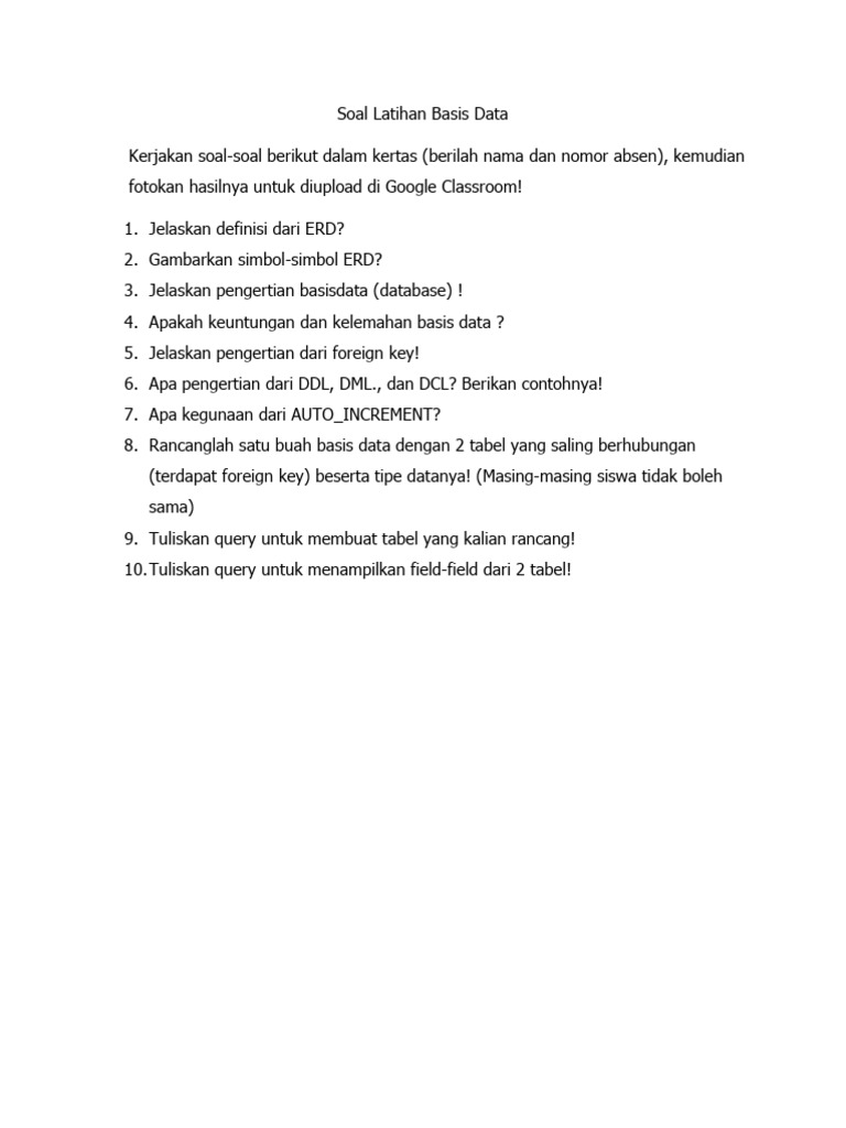 Soal Latihan Basis Data | PDF