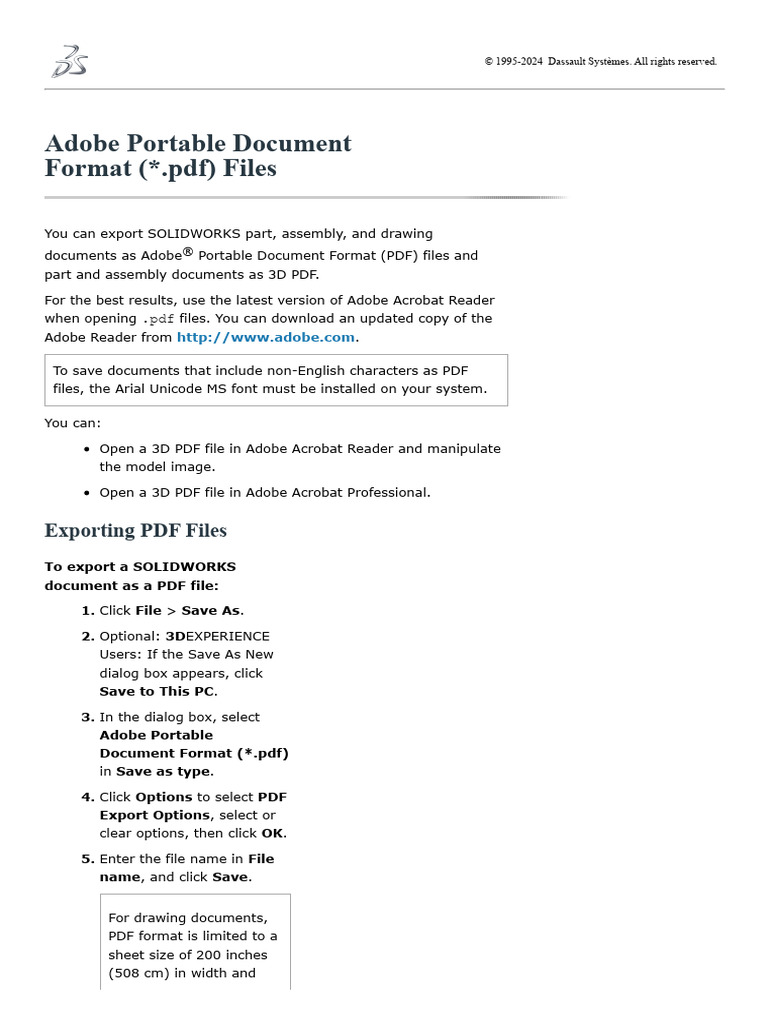 2024 SolidWorks - Adobe Portable Document Format ( - .PDF) Files | PDF