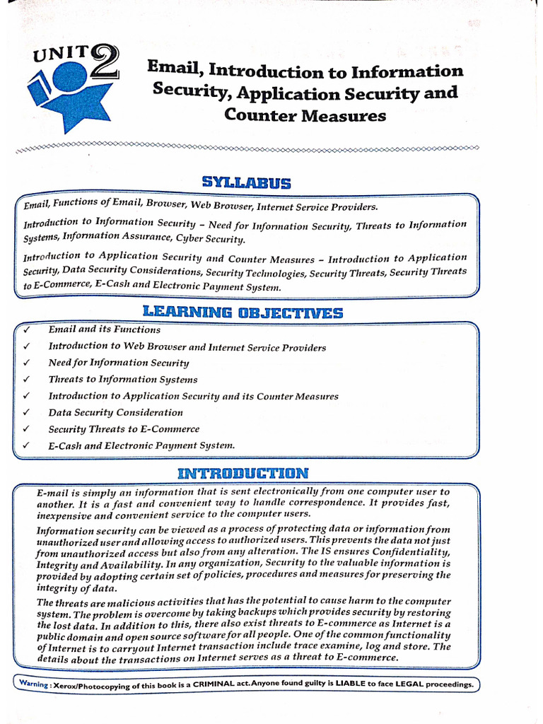 (Unit 2) Email, Introduction To Information Security, Application ...