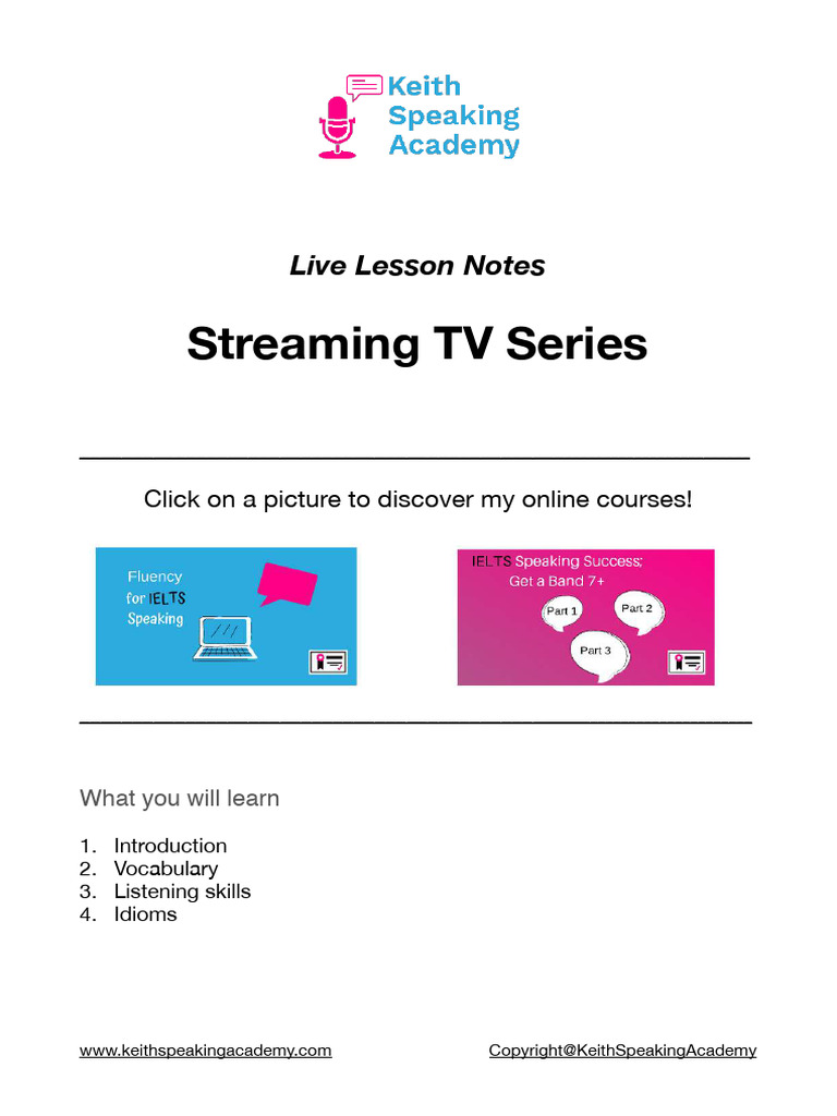 TV Series Lesson Notes | PDF | Streaming Media | Television