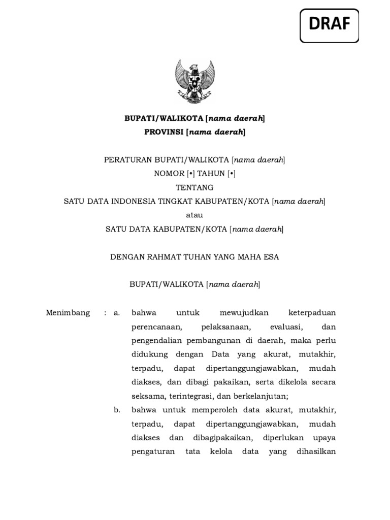 Template Perbup DR SDI Pusat | PDF