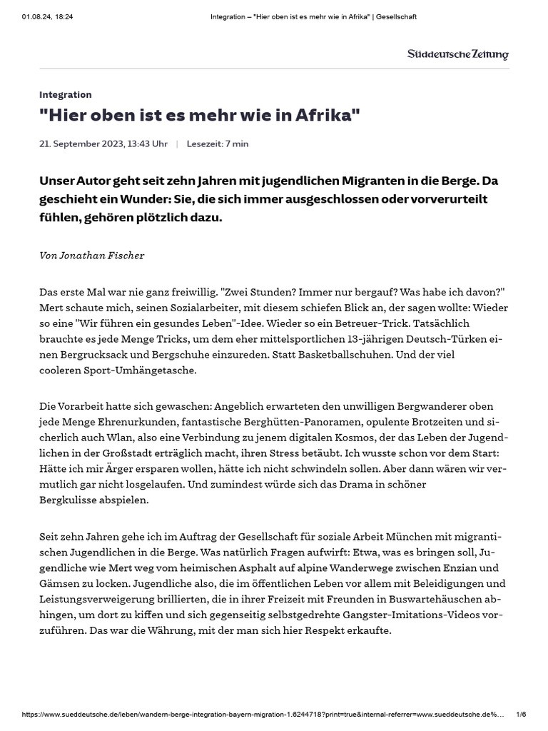 Integration - Hier Oben Ist Es Mehr Wie in Afrika - Gesellschaft | PDF
