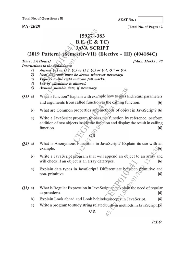 Endsem (2019 Pattern) Jan2023 | PDF
