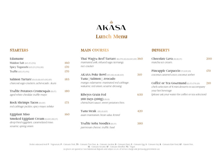 03 Akasa Lunch Menu | PDF