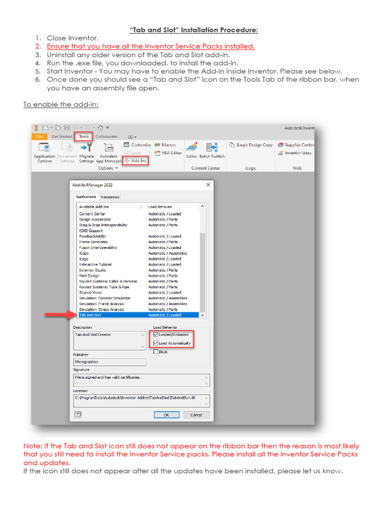 Tab and Slot Add-in Installation Guide | PDF | Computers