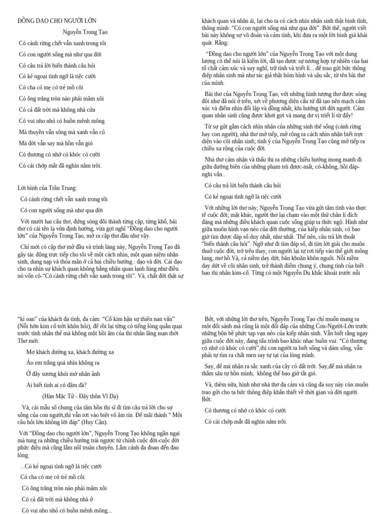 (Thơ) - Đ NG Dao Cho Ngư I L N | PDF