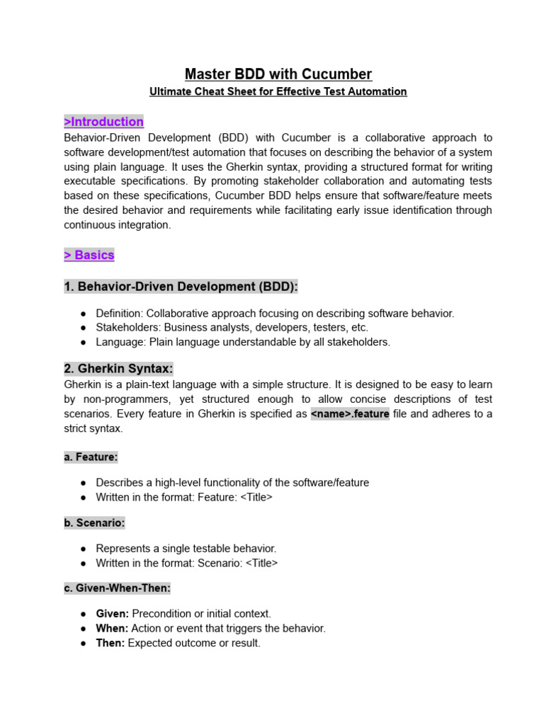 BDD Cucumber Basics | PDF
