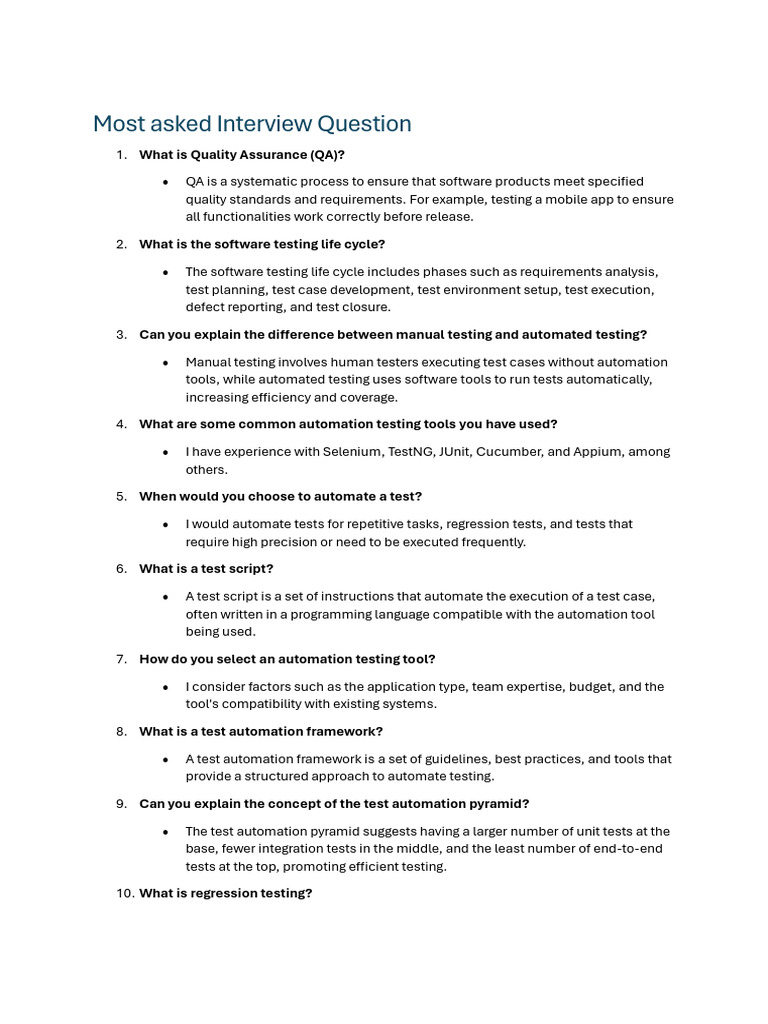 Interview QA Questions | PDF
