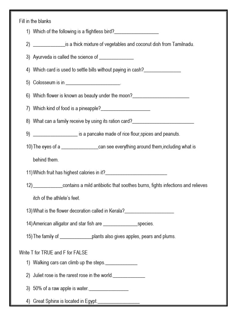 Gk Grade 3 Worksheet Pdf