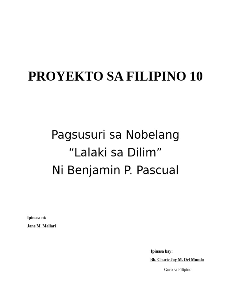 Proyekto Sa Filipino 10 4 | PDF