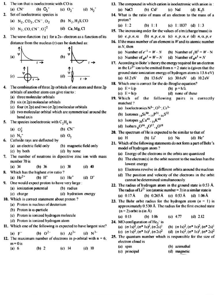 F-1 Atomic Structure MCQ | PDF | Electron | Atoms