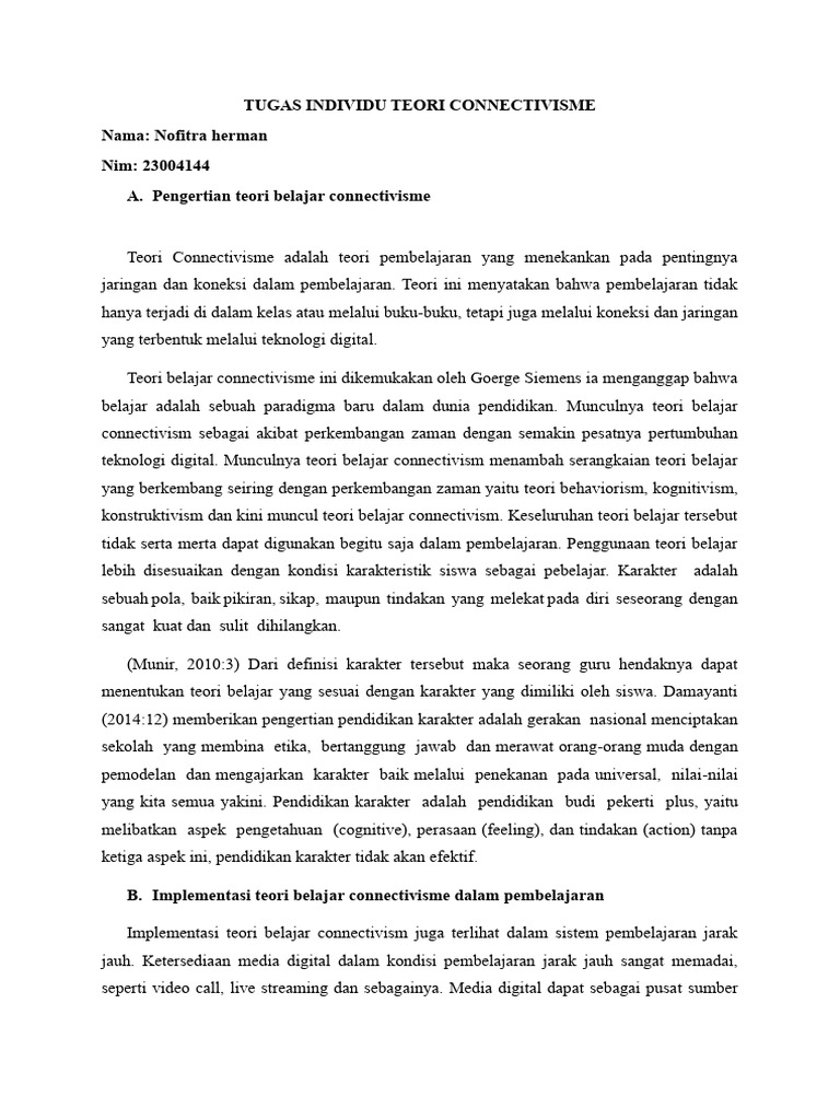Tugas Individu Teori Connectivisme | PDF