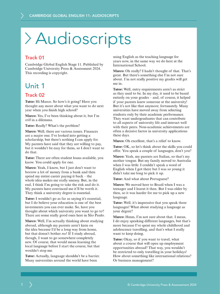 Gloeng 1ed s11 Audioscripts | PDF