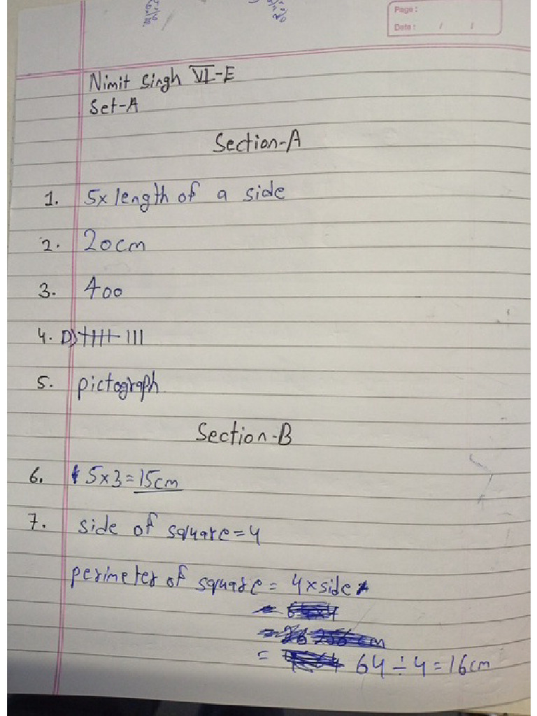 Nimit Singh 6 E Math Test | PDF