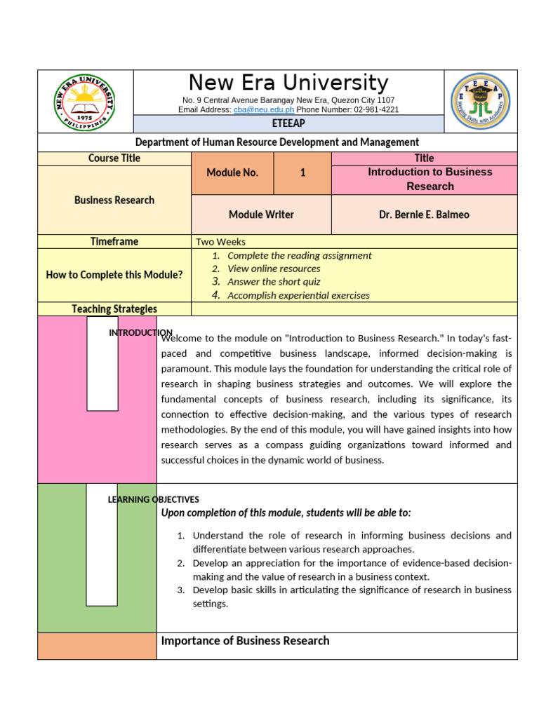 2023-Module 1-Introduction To Business Research | PDF