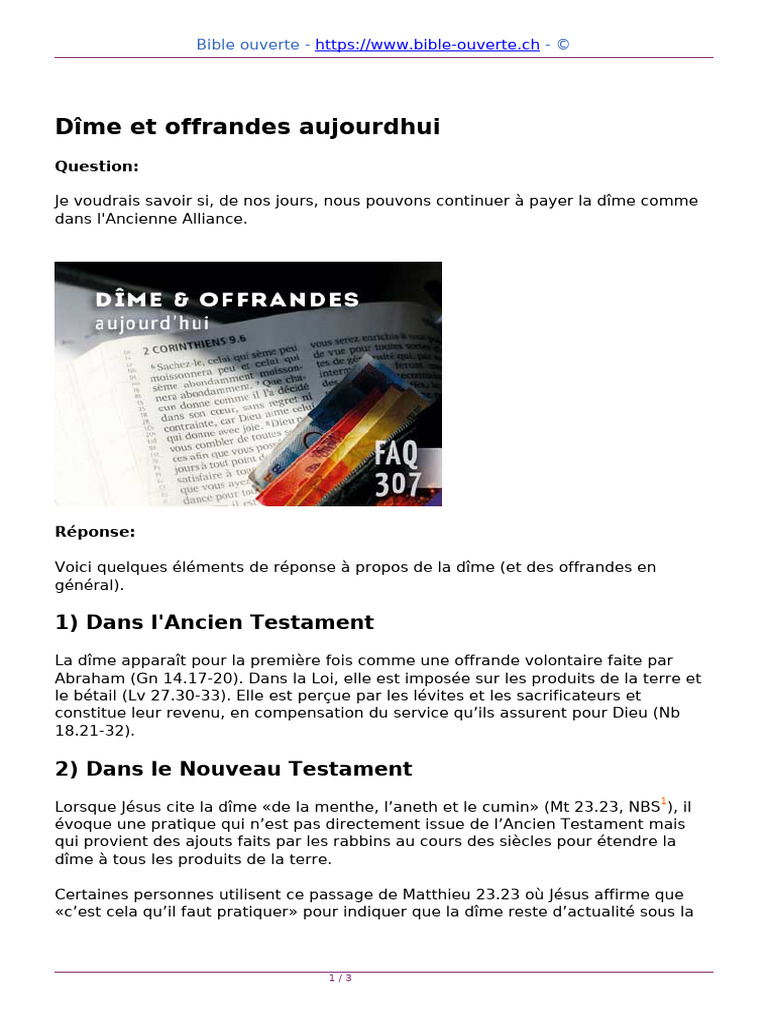 307 - Dîme Et Offrandes Aujourdhui | PDF