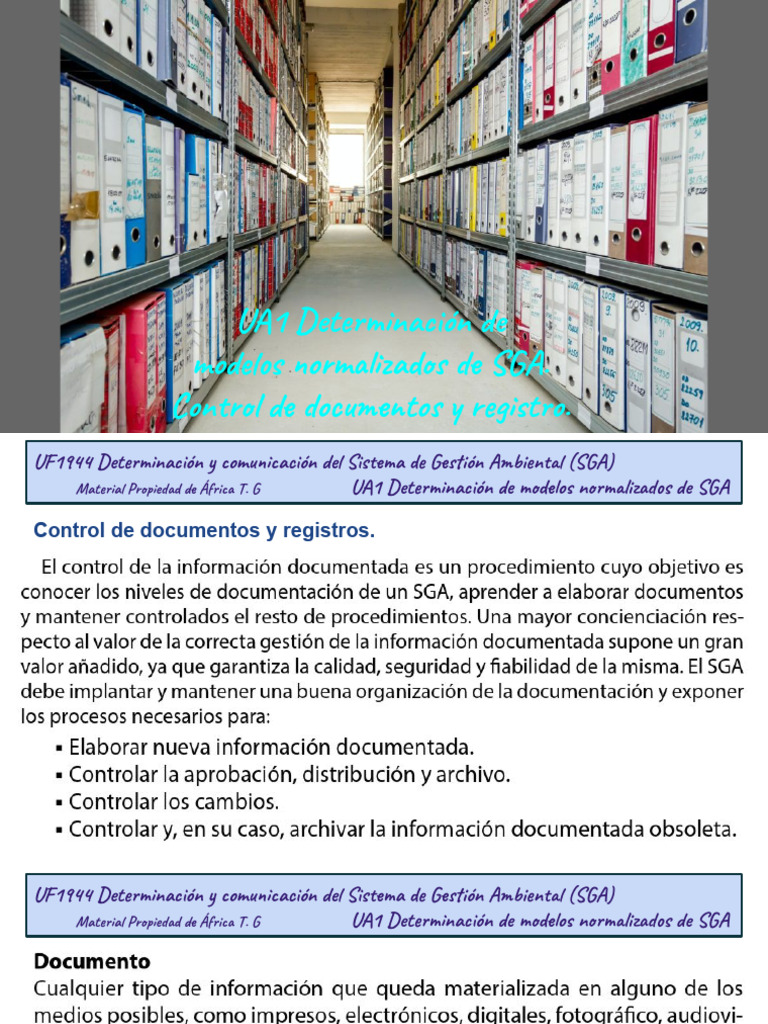 UA1 Determinación de Modelos Normalizados de SGA. Control de Documentos y Registro. | PDF
