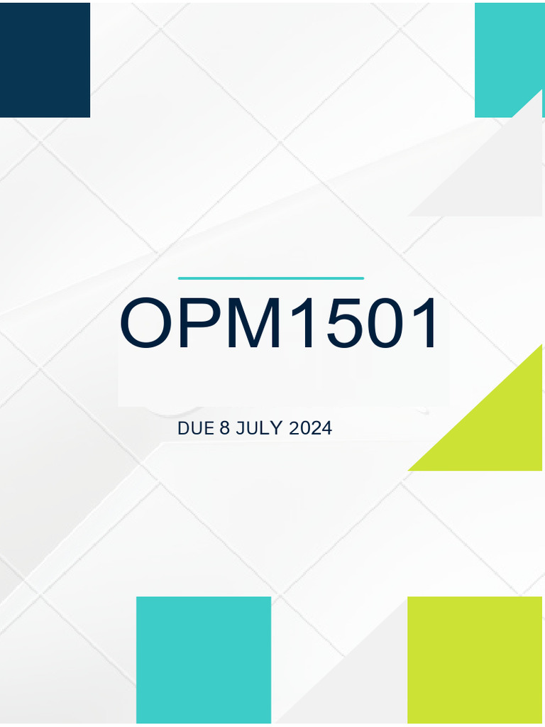 OPM1501 Assignment 3 Memo 2024 | PDF