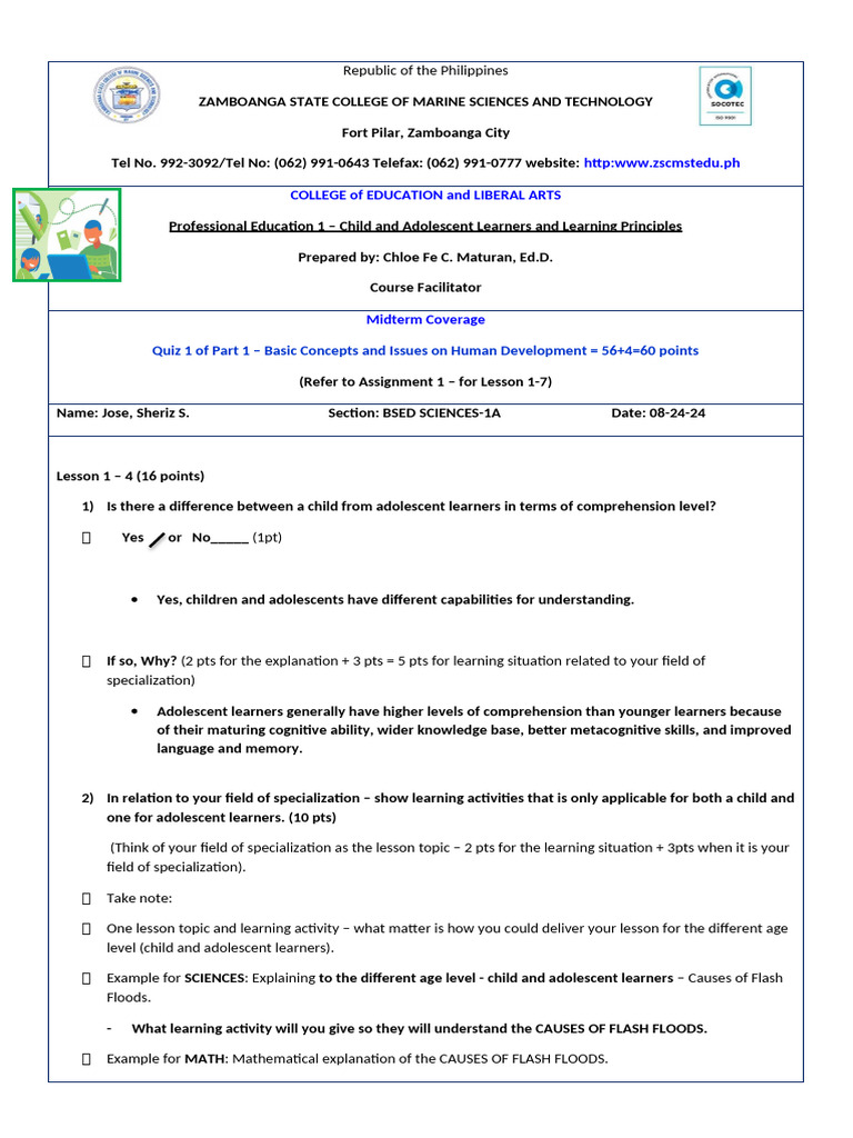PEd 1 Quiz 1 MC 1 | PDF