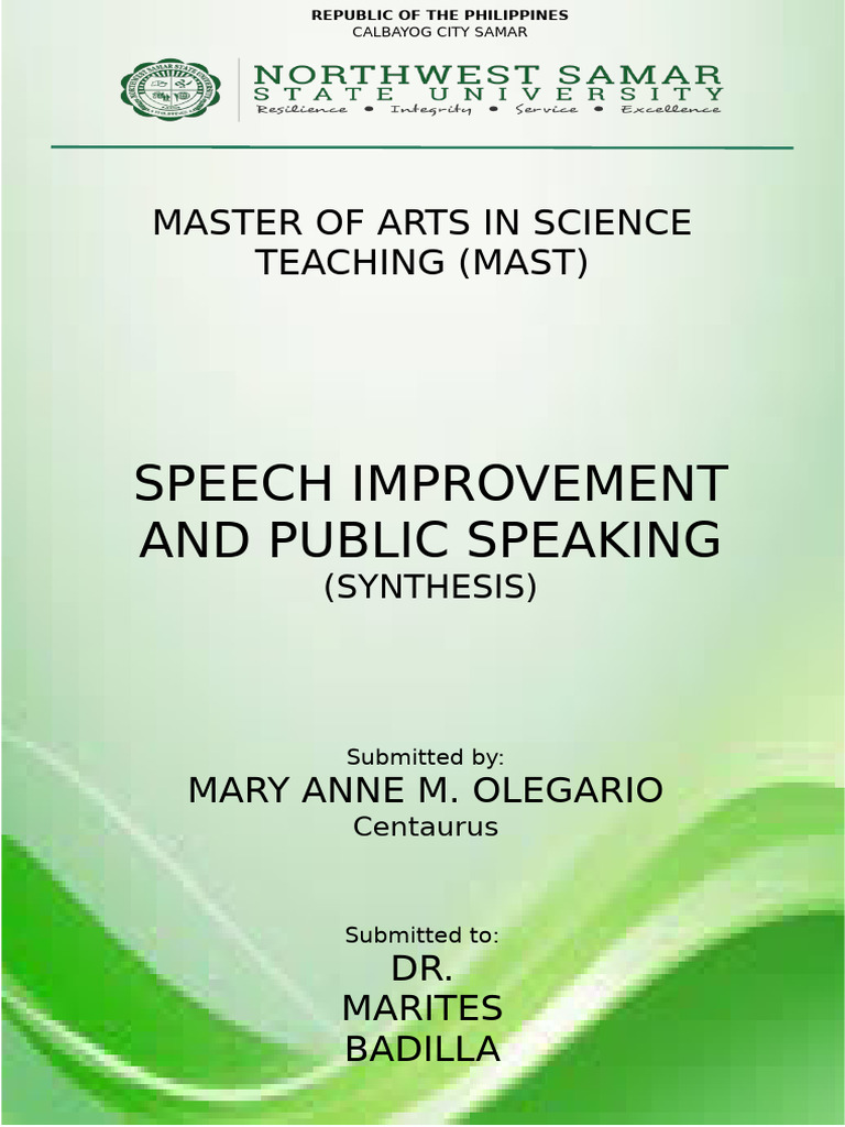 Synthesis in Speech Improvement | PDF