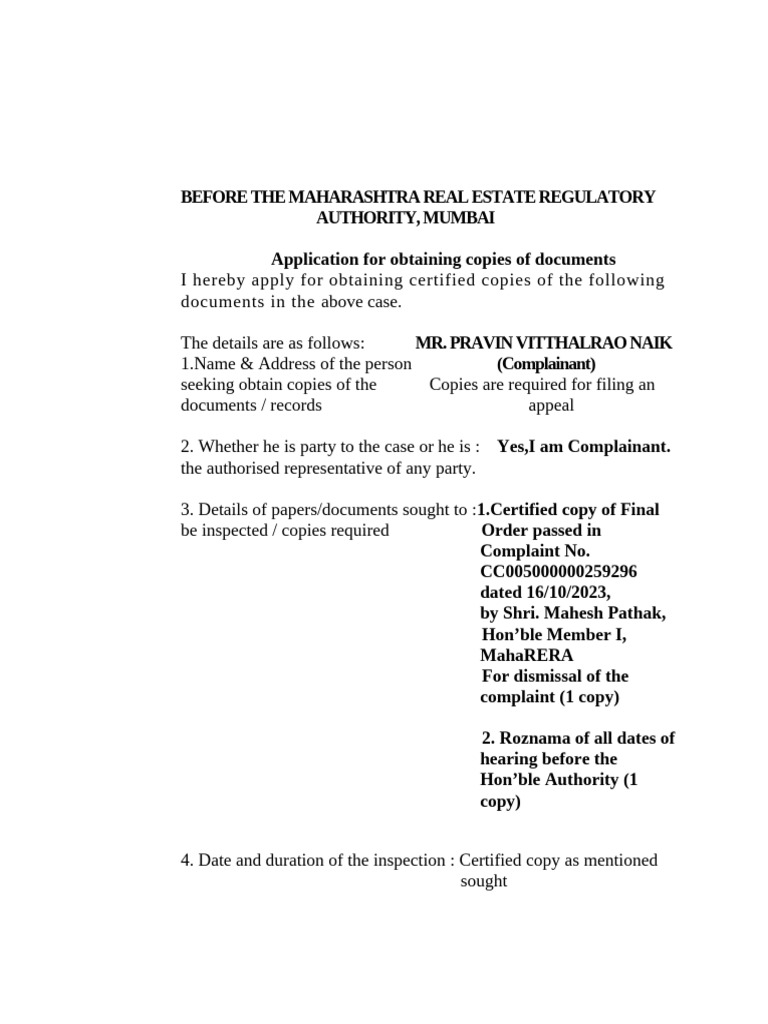 Application for Certified Copies | PDF