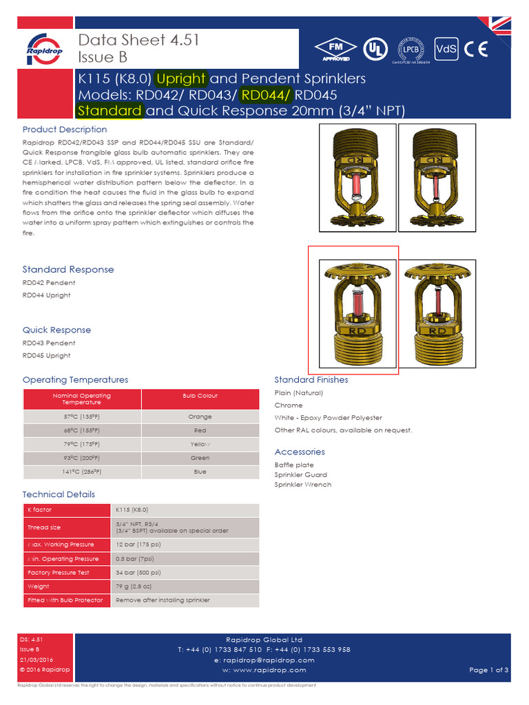 FT-12 Rapidrop (RD044) 0.75 K 8 Upright SR | PDF