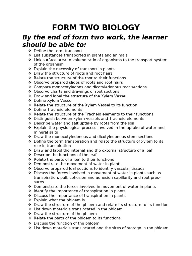 Form 2 Biology | PDF