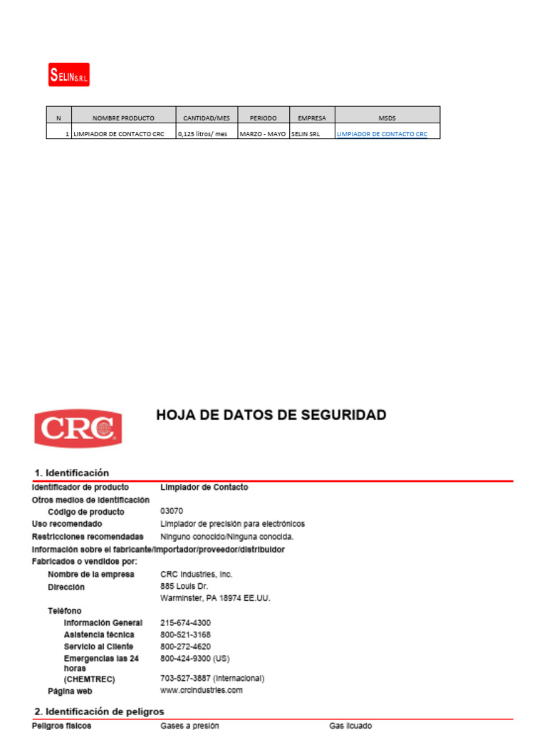 Fds-Limpiador de Contacto CRC | PDF