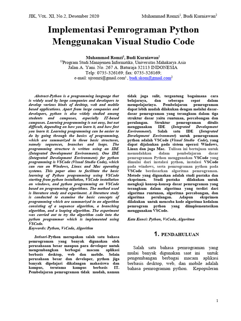 Implementasi Pemrograman Python Mengguna | PDF