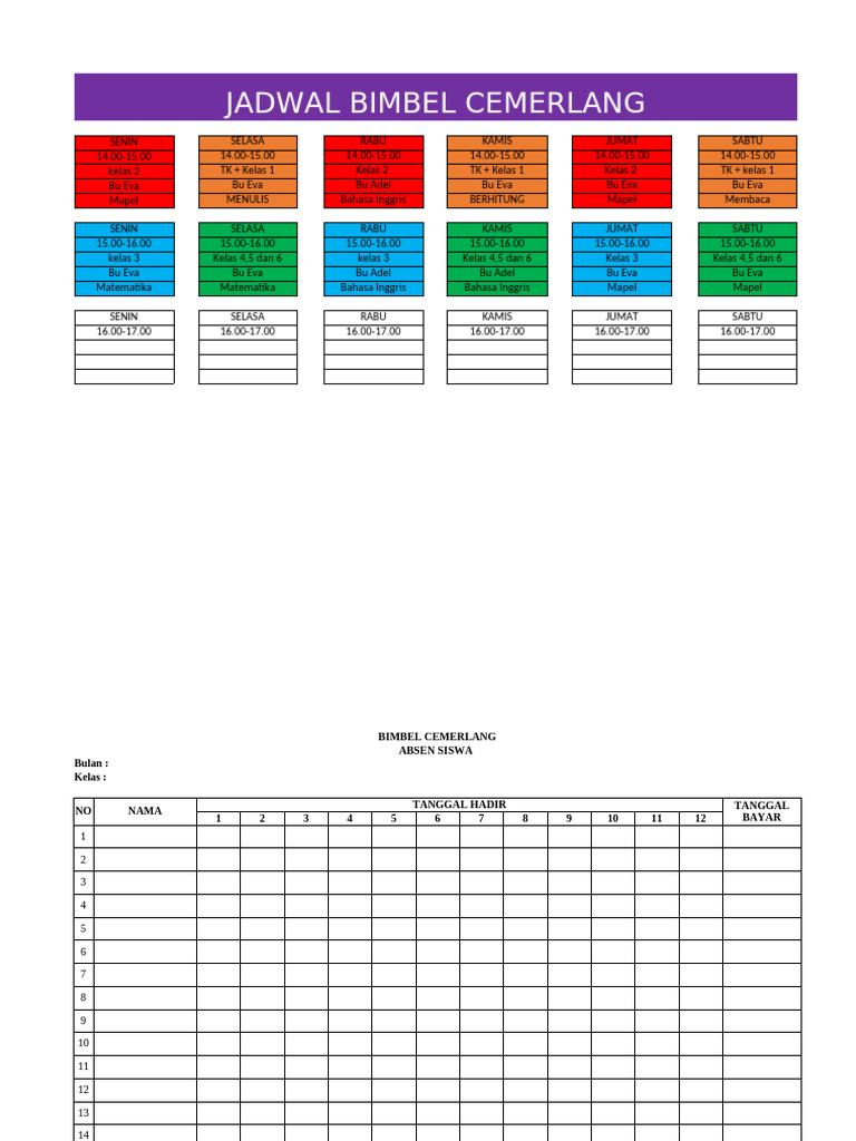 Jadwal Bimbel 2024 | PDF