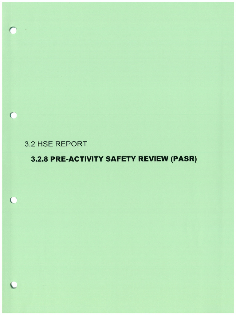 3.2.8 Pre-Activity Safety Review (Pasr) | PDF