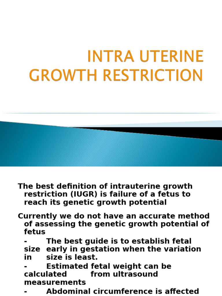 Intra Uterine Growth Restriction | PDF