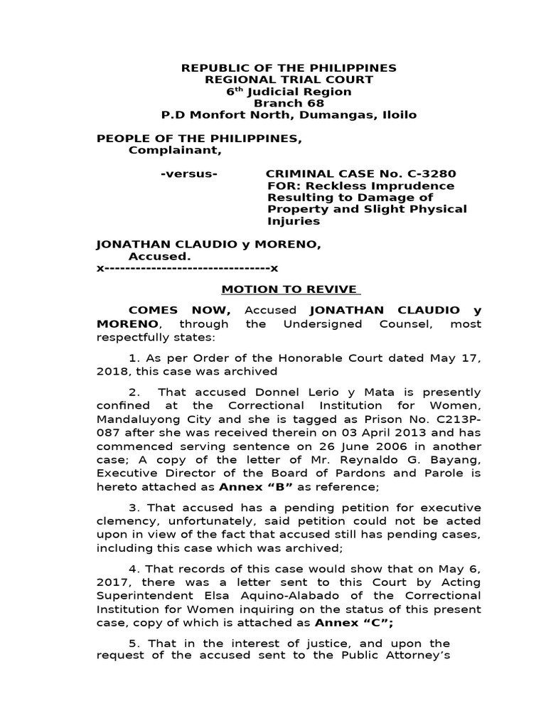 Motion To Revive | PDF