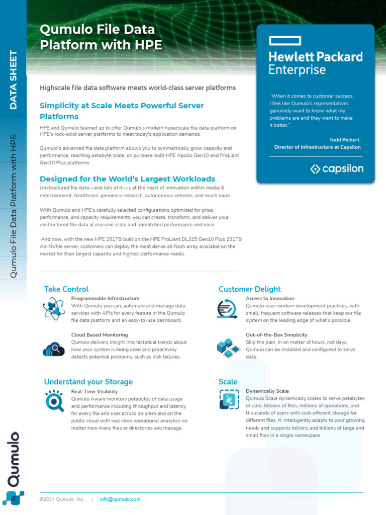 Qumulo File Data Platform With HPE Datasheet-A50006870enw | PDF
