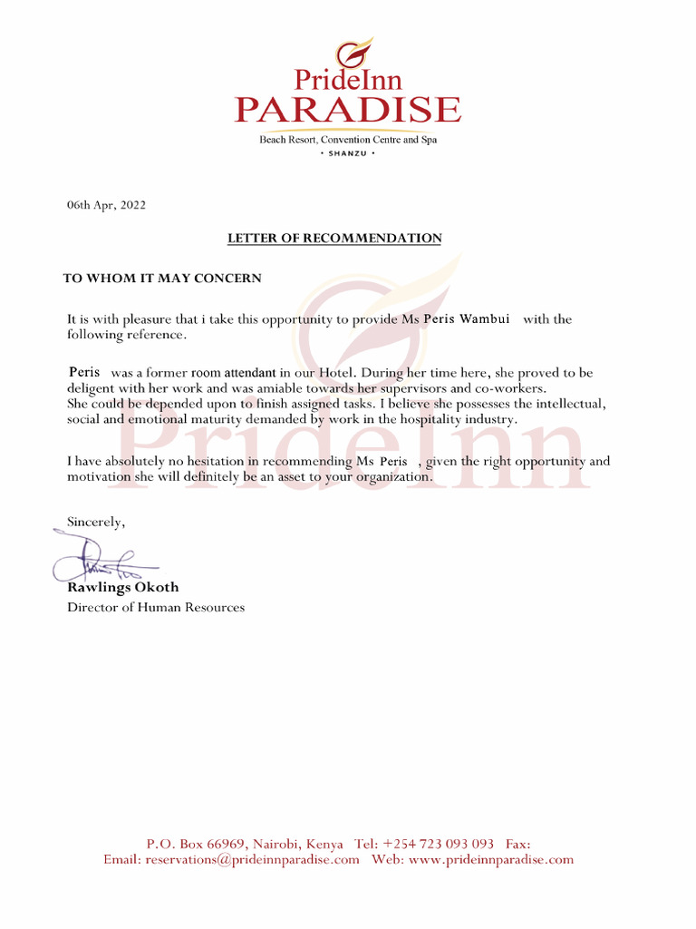 Jenipher RECOMM LETTER | PDF