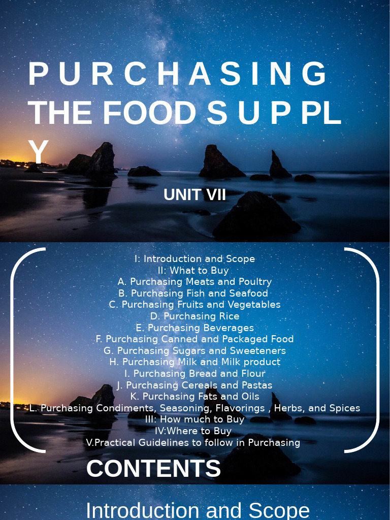 Unit 7 Purchasing The Food Supply Group 6 | PDF