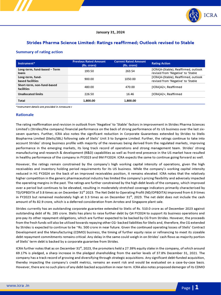 Strides Pharma Science Limited | PDF