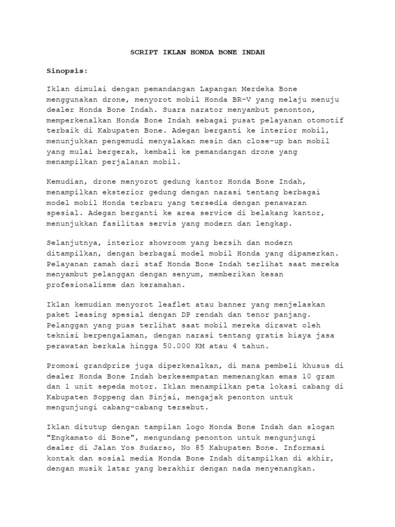 Script Iklan Honda | PDF
