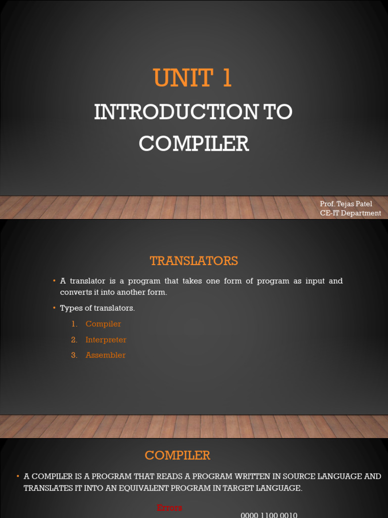 UNIT 1 INTRODUCTION To COMPILER | PDF