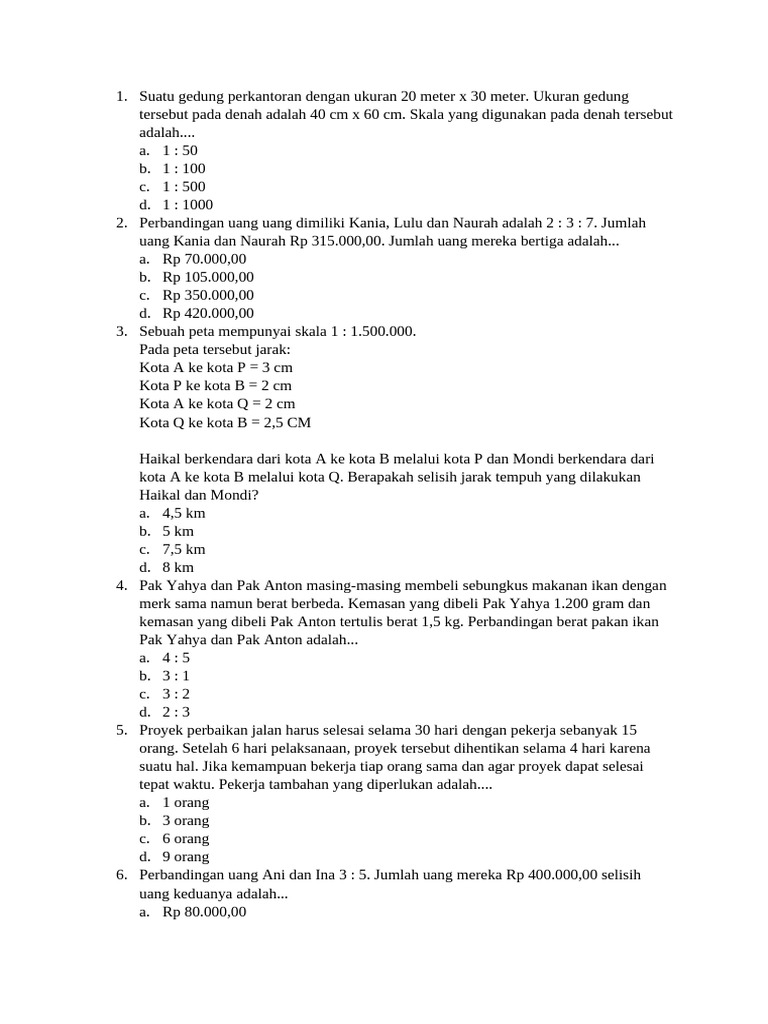 Soal Perbandingan Dan Skala Defantri | PDF