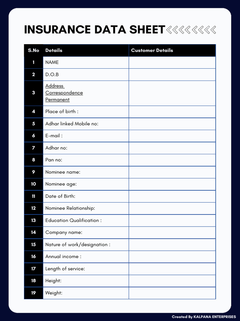 S Insurance Data Sheet | PDF