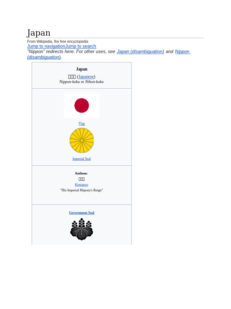 Japan: Jump To Navigation Jump To Search | PDF