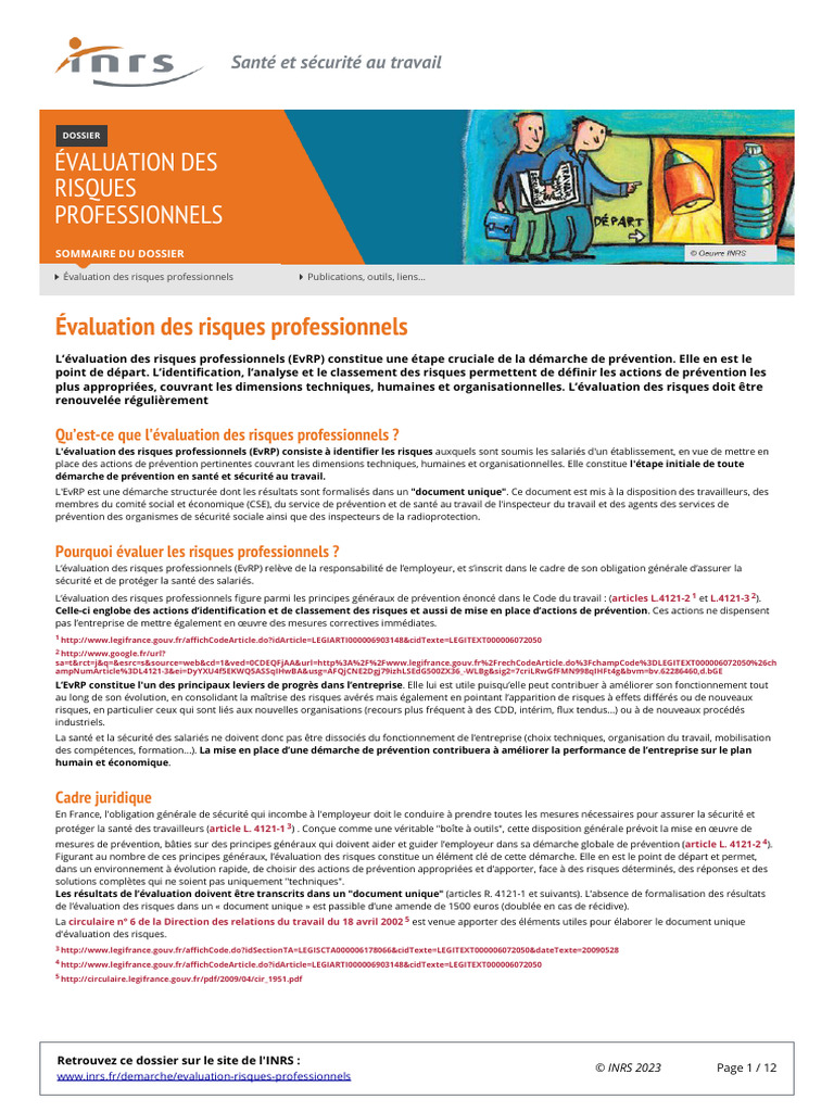 Évaluation Des Risques Professionnels | PDF