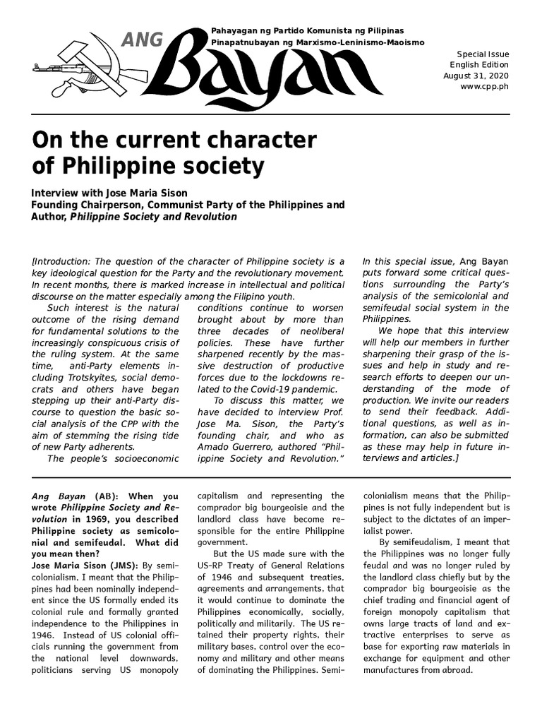 On The Current Character of Philippine Society | PDF