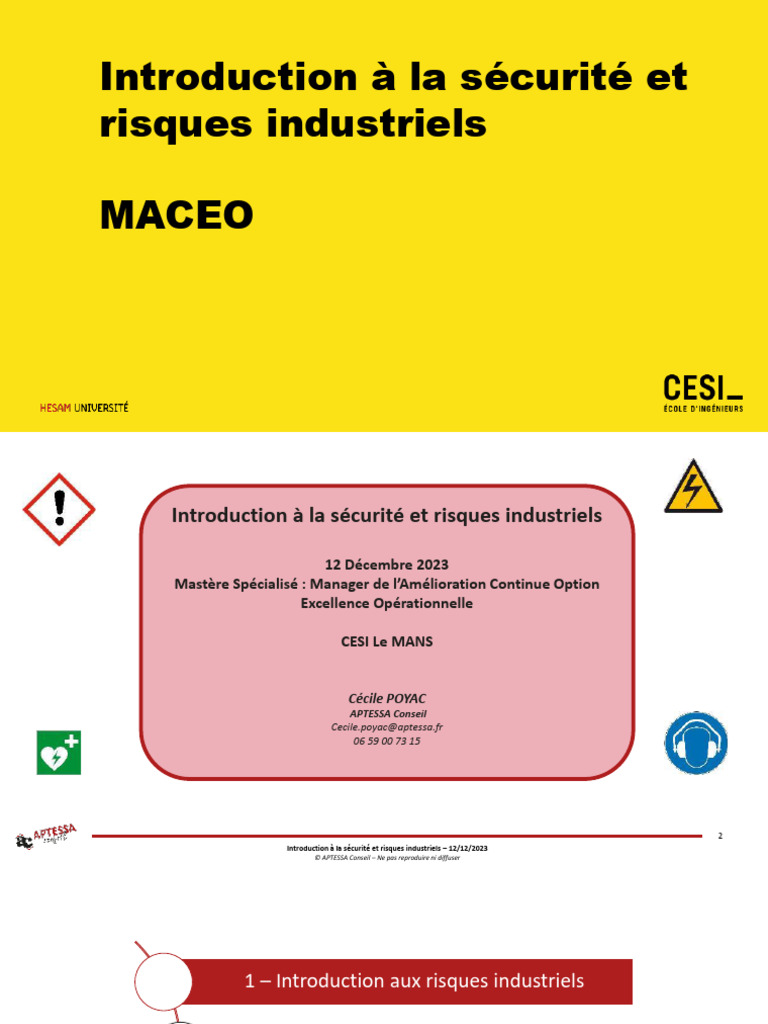 Introduction Securite Risques Industriels 2023-12-12 CESI MACEO | PDF